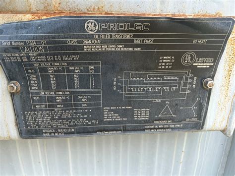General Electric Prolec 1500 Kva Oil Transformer 12 5 Kv Pri Transamerican Equipment Company