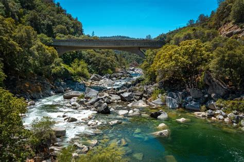 The Yuba River In California And Its Rocky Bed Stock Image Image Of
