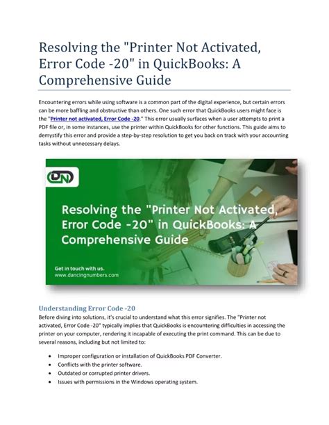 ppt resolving the resolving the printer not activated error code 20