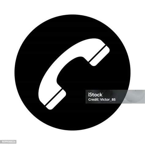 전화 원형 아이콘입니다 블랙 라운드 흰색 배경에 고립 된 미니 멀 아이콘 핸드셋 간단한 실루엣입니다 개념에 대한 스톡 벡터 아트 및 기타 이미지 Istock