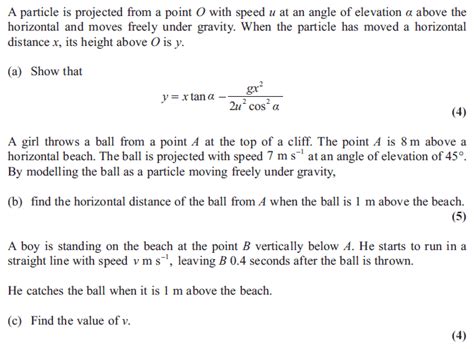 Exam Questions Projectiles ExamSolutions