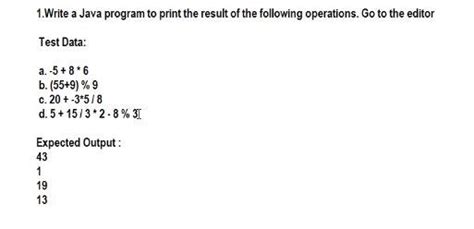 Solved Write A Java Program To Print The Result Of The Chegg