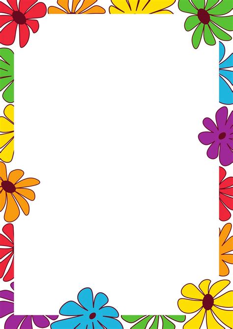 Colorful Rainbow Floral Pride A4 Stationary Page Border Templates