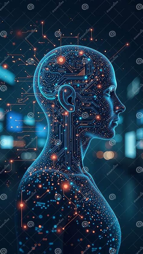 Artificial Intelligence With Flowing Data Streams And Binary Codes Stock Illustration