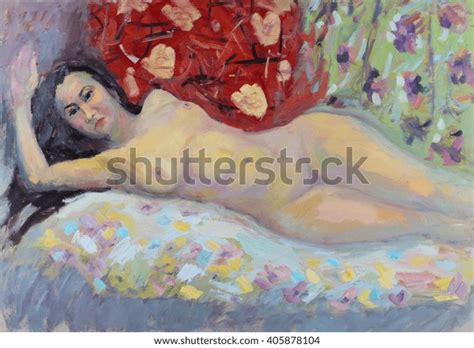 Fragment Oil Painting Naked Woman Stock Illustration 405878104