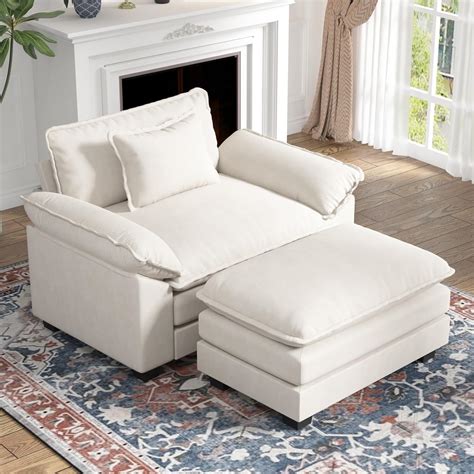 Cdcasa Oversized Chair With Ottoman Velvet Comfy Cloud