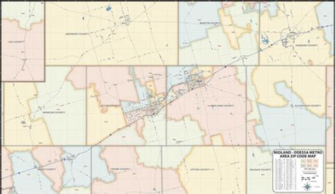 Midland Odessa Tx Zip Code Laminated Map Topographics