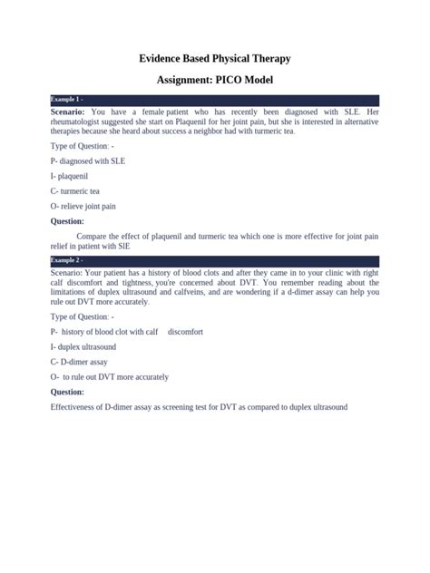 Ebp Assignment Pico Model Pdf