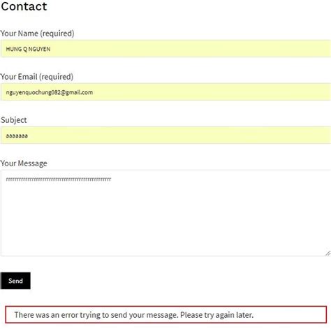 Khắc Phục Lỗi There Was An Error Trying To Send Your Message Please