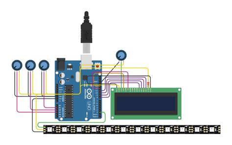 circuit design skenario 3 neopixel rgb using potentiometer and lcd