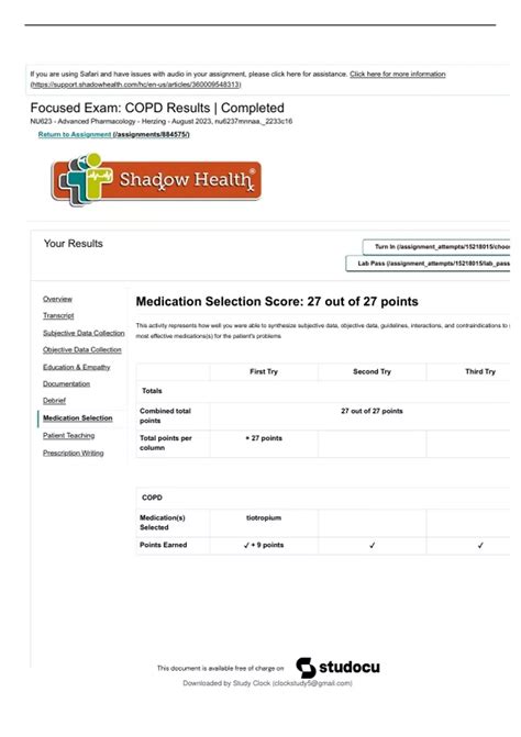 Focused Exam Copd Medication Selection Exam Questions And Answers