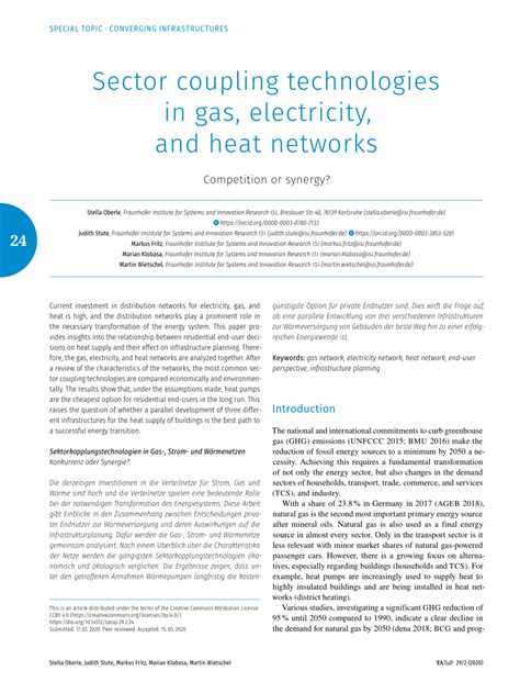 PDF Sector Coupling Technologies In Gas Electricity And Heat Networks