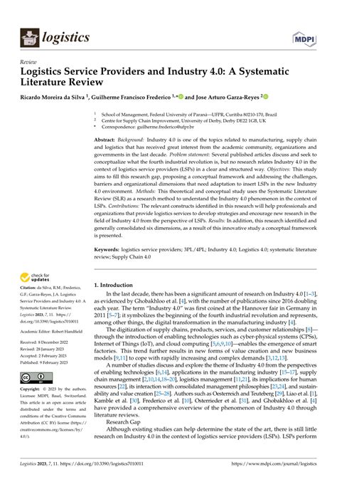 Pdf Logistics Service Providers And Industry 40 A Systematic