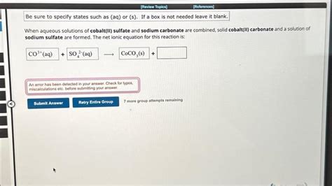 Solved When Aqueous Solutions Of Cobalt Ii Sulfate And