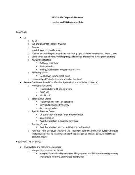 Differential Diagnosis Powerpoint Notes Docx