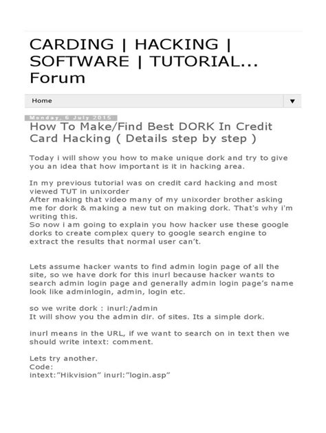 Carding Hacking Carding Hacking Software Tutorial Software