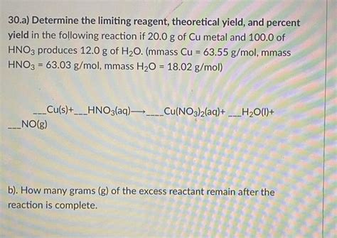 Solved A Determine The Limiting Reagent Theoretical Chegg