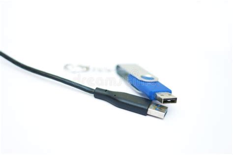 USB Cable And Usb Flash Memory Isolated On The White Background Stock Photo Image Of Portable