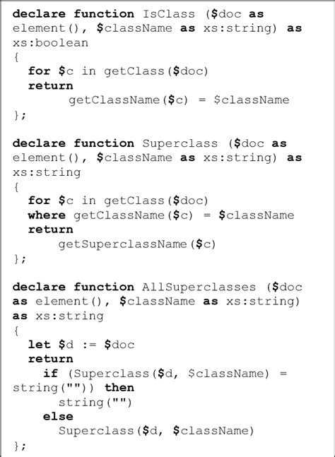 Xquery Implementation For The Analysis Functions Used In The Addclass Download Scientific