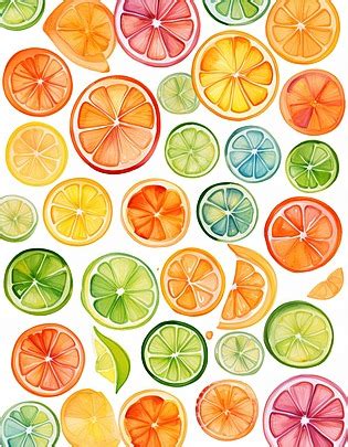 Watercolor Citrus Slices Background Wallpaper Image For Free Download