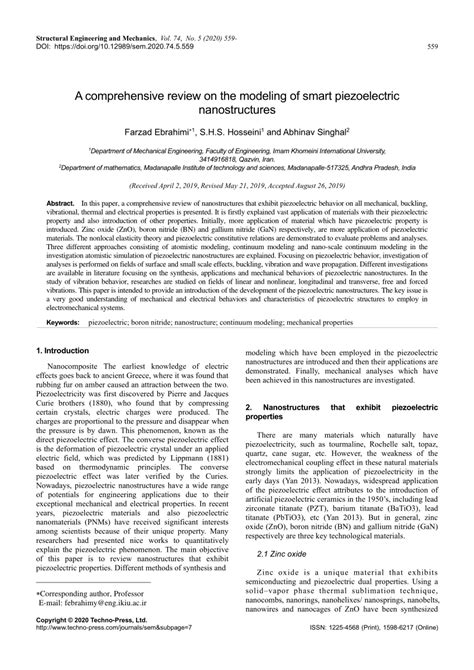 Pdf A Comprehensive Review On The Modeling Of Smart Piezoelectric