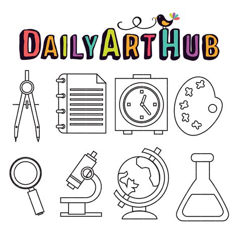 Science Laboratory Outline Clip Art Set Daily Art Hub Graphics