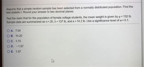 Solved Assume That A Simple Random Sample Has Been Selected Chegg