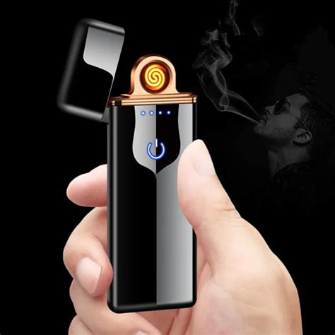 Minifit Usb 충전 담배 라이터 터치 스크린 스위치 양면 전기 라이터 방풍 불꽃 없는 전자 라이터담배 액세사리