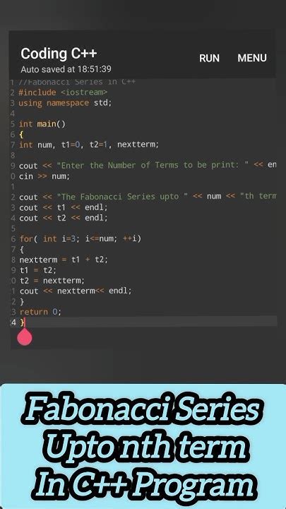 Fibonacci Series In C Program Fibonacci Fibonacciseries Cppprogramming Cpp Youtube