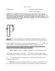 Ohm S Law Lab Pdf Ohm S Law Lab Eli Bashwinger Lab Partners Jennifer Morriesey Matthew De