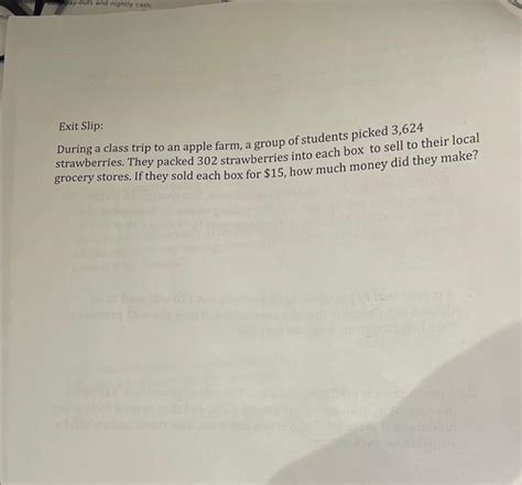 Solved Exit Slip During A Class Trip To An Apple Farm A