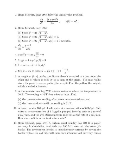 Examples For Separable Differential Equations