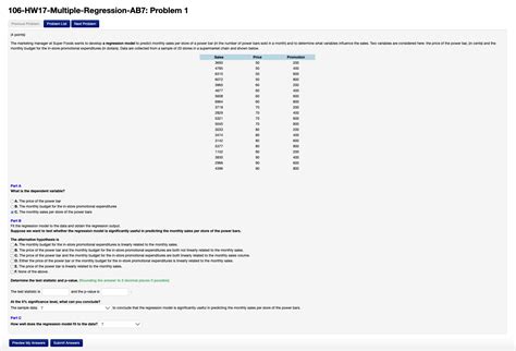 Solved What Is The Dependent Variable A The Price Of The Chegg Com