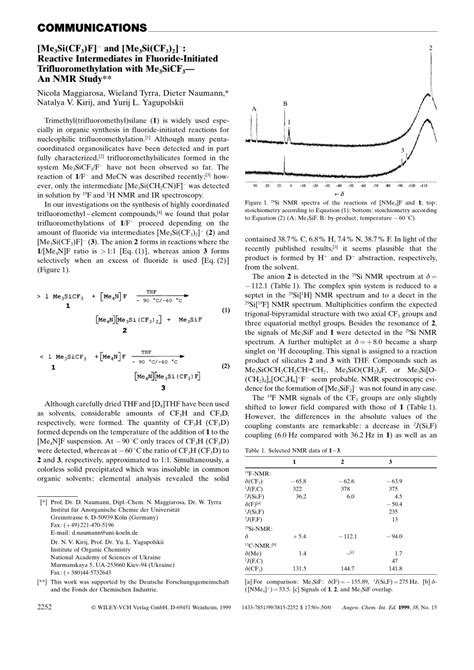 Pdf [me3si Cf3 F] And [me3si Cf3 2] Reactive Intermediates In Fluoride Initiated