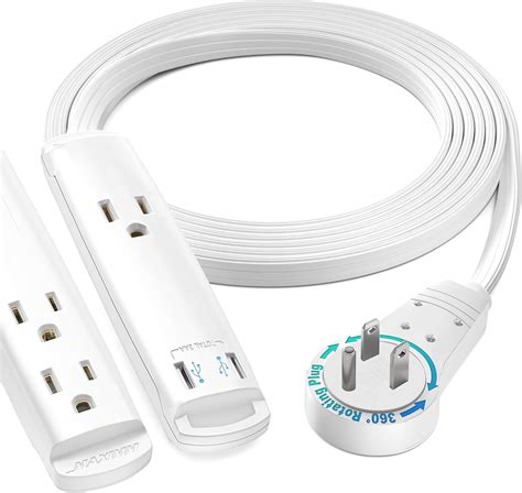 Maximm 6ft Extension Cord With 2 Usb Ports 360° Rotating Flat Plug 3