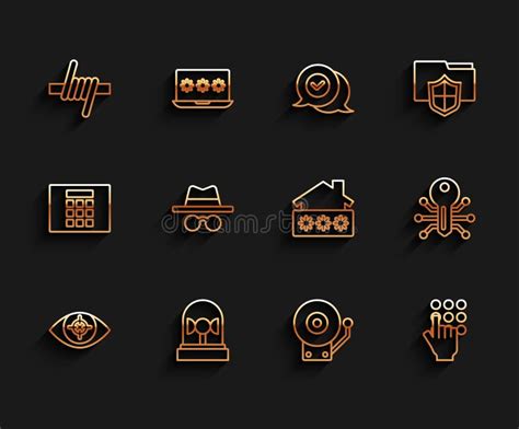 Set Line Eye Scan Flasher Siren Barbed Wire Ringing Alarm Bell Password Protection