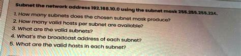 Subnet The Network Address Using The Subnet Mask How Many