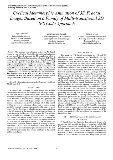 Pdf Cyclical Metamorphic Animation Of 3d Fractal Images Based On A