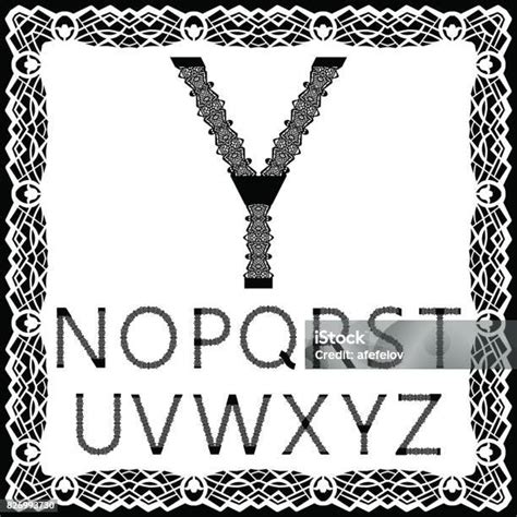 편지를 절단에 대 한 서식 파일이입니다 전체 영어 알파벳입니다 레이저 절단에 대 한 사용할 수 있습니다 멋진 레이스 편지입니다 고립 된 글꼴 흰색 배경입니다 레이스 프레임에