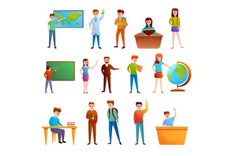 Lesson Icons Set Cartoon Style Graphic By Nsit0108 · Creative Fabrica