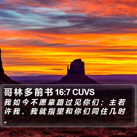 哥 林 多 前 书 16 7 CUVS 我 如 今 不 愿 意 路 过 见 你 们