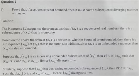 solved prove that if a sequence is not bounded then it must