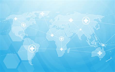 의학 그리고 과학 세계 지도 함께입니다 추상적인 디지털 안녕하세요 파란색 배경에 기술 육각형 건강관리와 의술에 대한 스톡 벡터 아트 및 기타 이미지 Istock