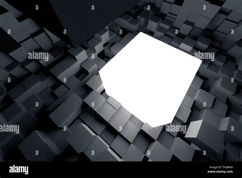 A Glowing Cube In A Cube Room Stock Photo Alamy