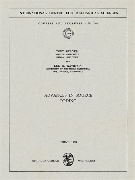 Advances In Source Coding Toby Berger Pdf Computer Science Applied Mathematics