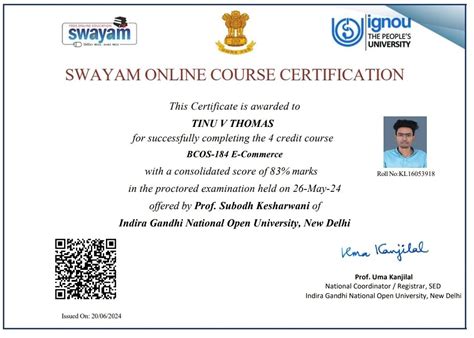 Tinu V Thomas On Linkedin Swayam Ignou Ecommerce Learning Mba