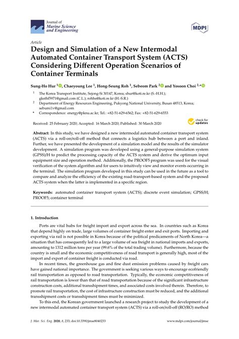 Pdf Design And Simulation Of A New Intermodal Automated Container Transport System Acts