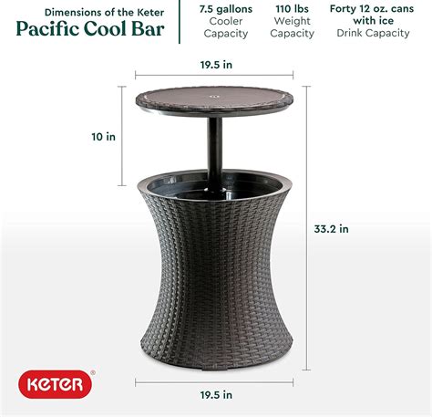 Keter Pacific Cool Bar Outdoor Patio Furniture And Hot Tub Side Table