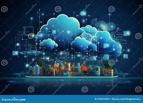 Cloud Computing Concept Where Data And Information Seamlessly Flow And Interact Within A