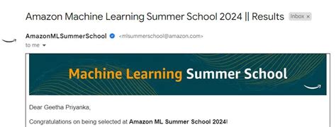 geetha priyanka bandi on linkedin amazonml summerschool machinelearning